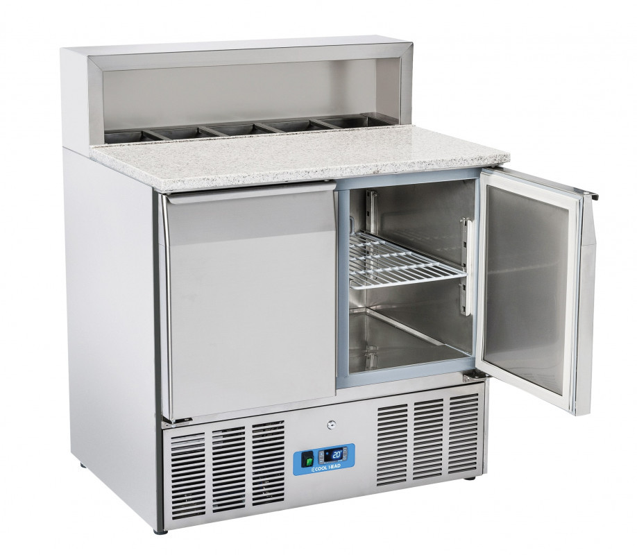 Buy COOL HEAD (CRP90) Sandwich and Salad Prep Refrigerator with Two Doors and Marble Top in the KSA