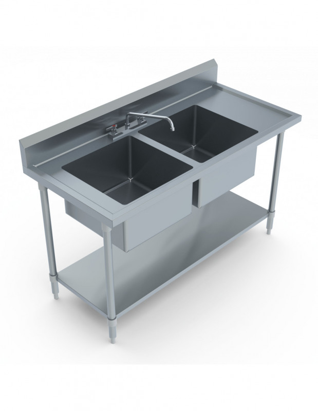 Buy Miran Stainless Steel Double Compartment Sink Table in the KSA