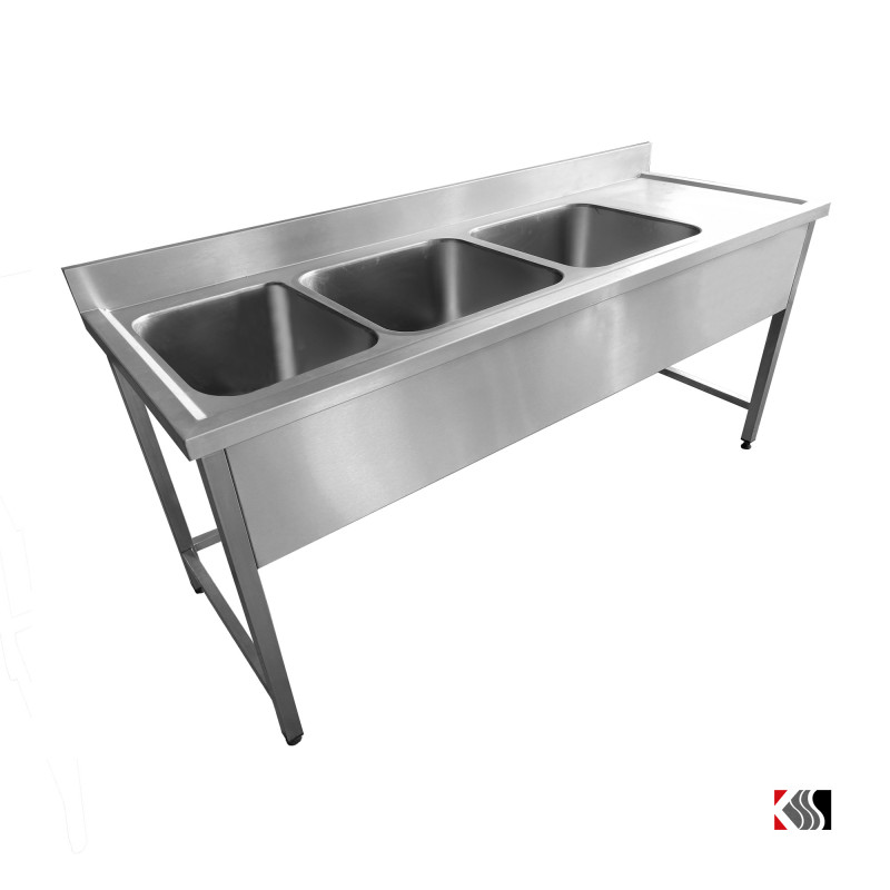 KSS Equipment SNKT230,Triple Compartment, Marine Edge Sink